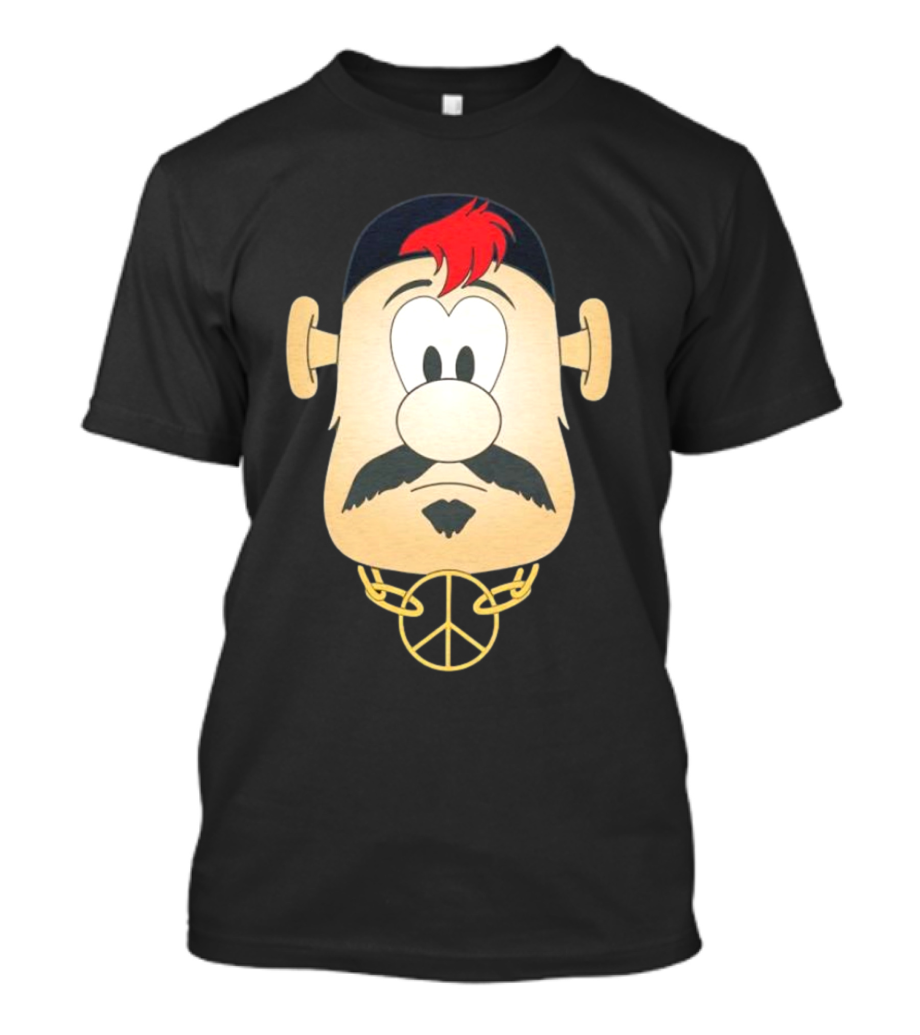 Blooper Strider Cartoon Face With Peace Necklace T-Shirt