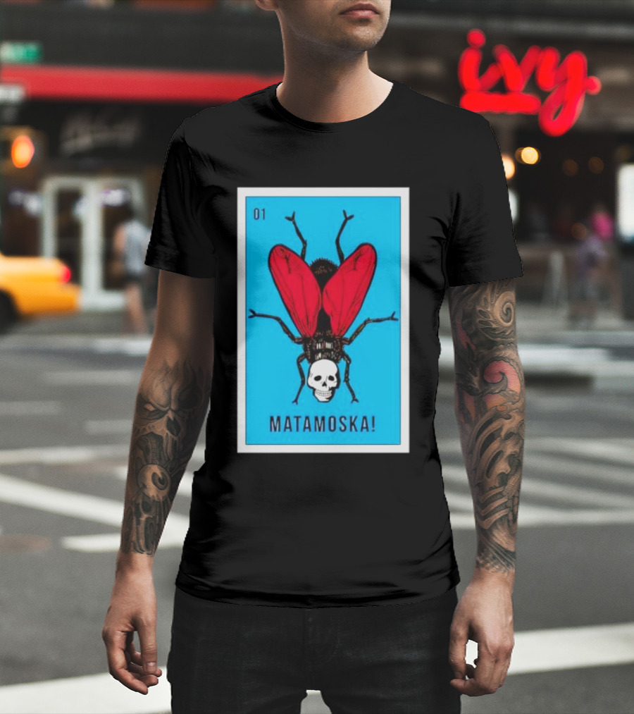 La Moska Loteria Matamoska 01 Fly Skull Blue Red Wings T-Shirt
