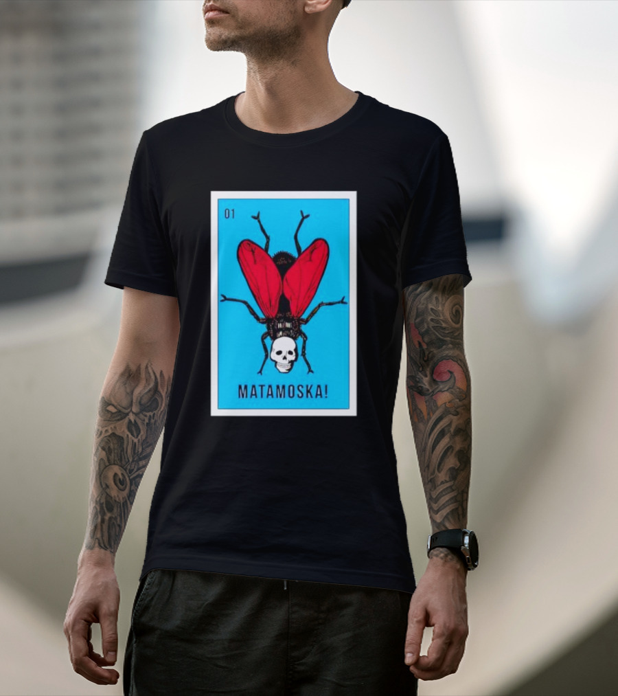 La Moska Loteria Matamoska 01 Fly Skull Blue Red Wings T-Shirt