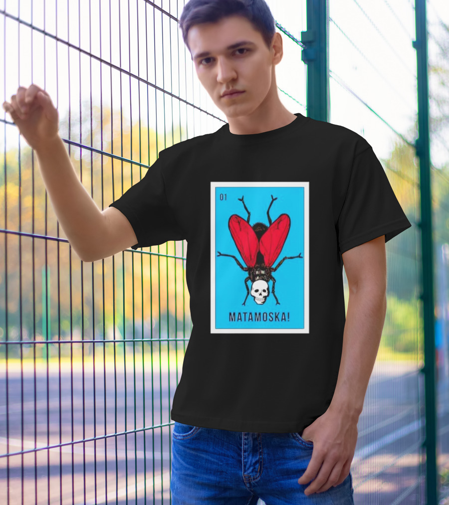 La Moska Loteria Matamoska 01 Fly Skull Blue Red Wings T-Shirt