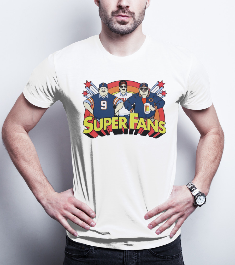 Chicago Bears Super Fans Three Illustrated Characters In Jerseys T-Shirt