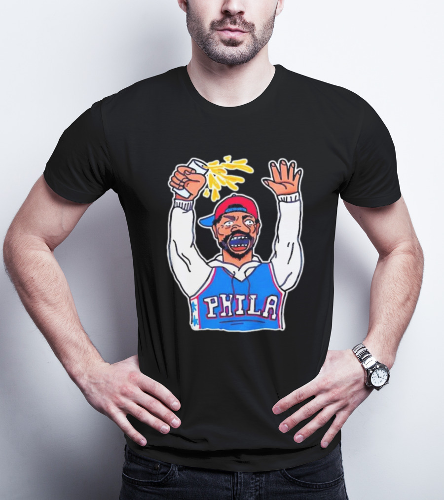 PHILA Basketball Fan With Drink And Raised Hand T-Shirt