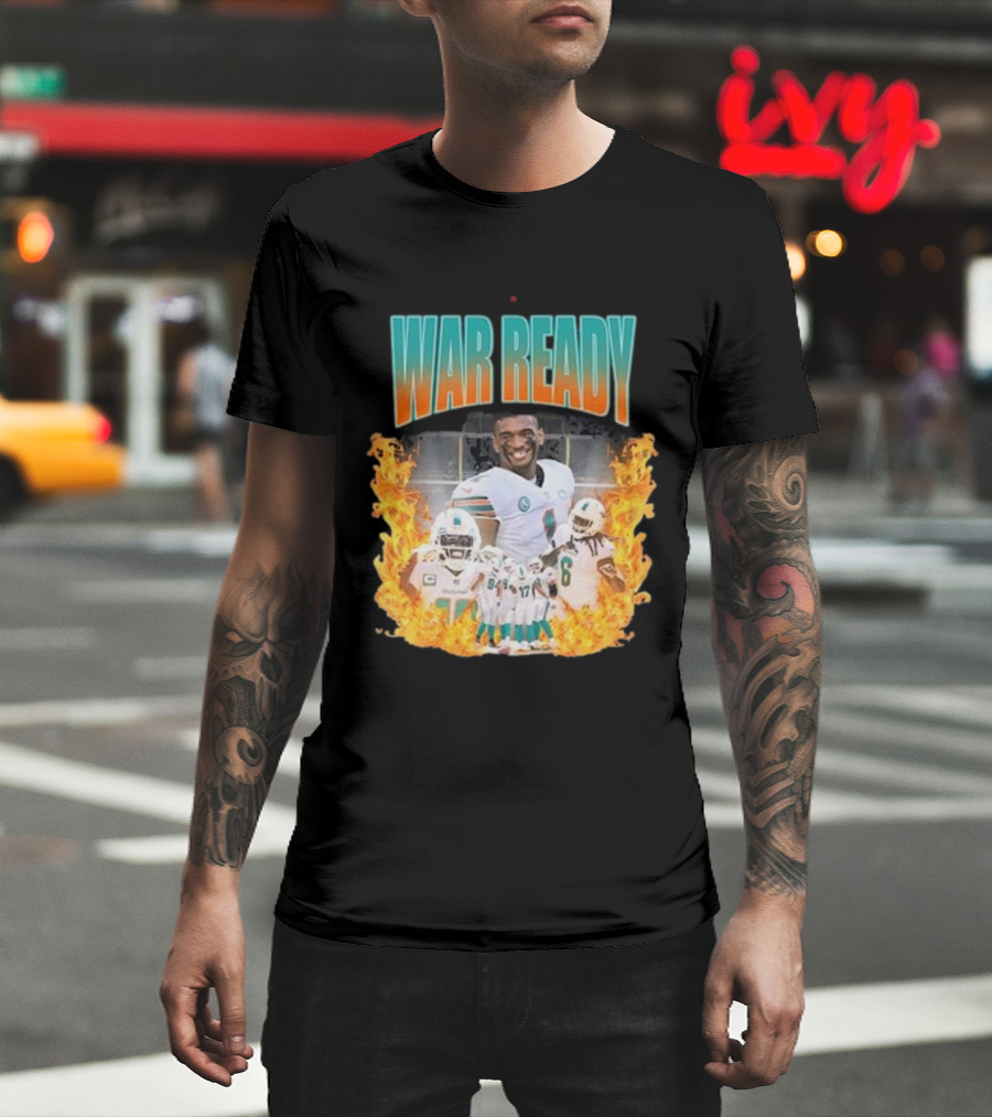 War Ready Jaylen Waddle Dolfan Players Flames T-Shirt