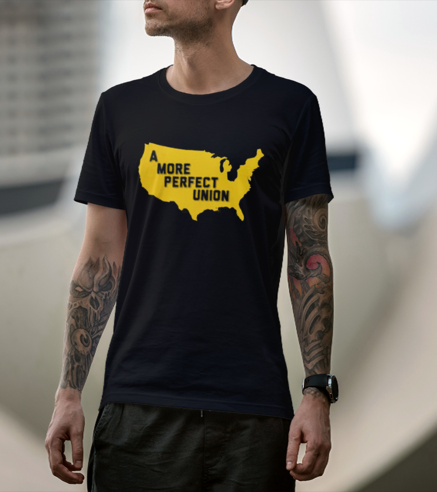 Michigan Wolverines A More Perfect Union Map T-Shirt