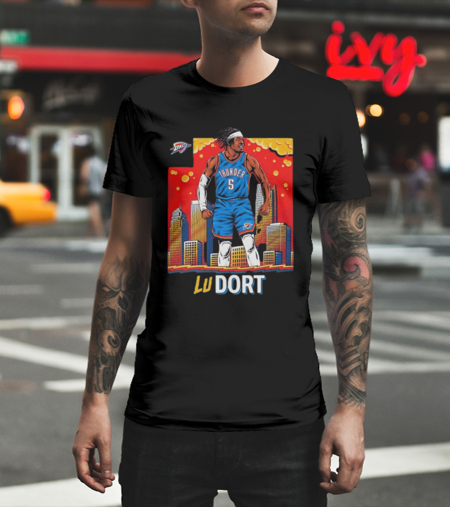 Oklahoma City Thunder Lu Dort OKC Skyline Basketball T-Shirt