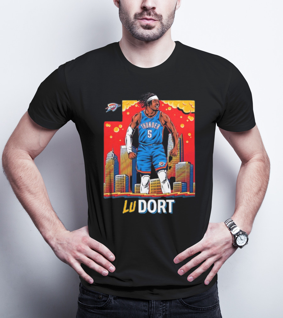 Oklahoma City Thunder Lu Dort OKC Skyline Basketball T-Shirt