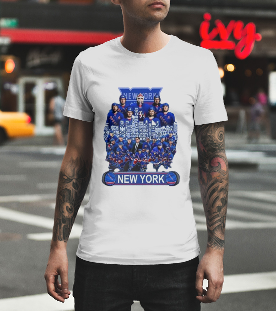 New York Rangers Hockey Team Players Skyline Names T-Shirt