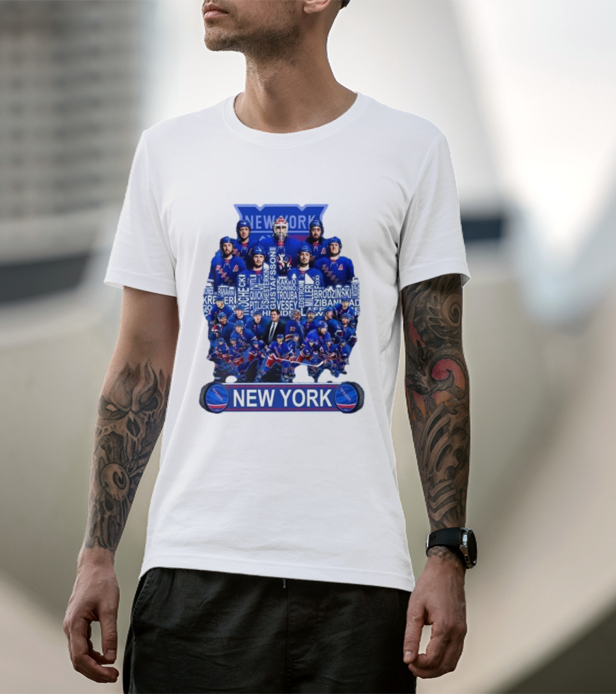 New York Rangers Hockey Team Players Skyline Names T-Shirt