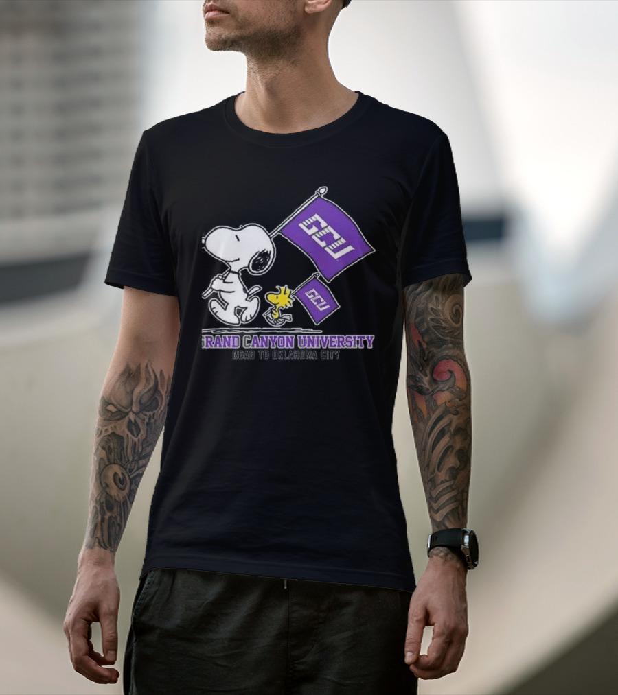 Snoopy GCU Road To Oklahoma City Grand Canyon University Peanuts Woodstock T-Shirt