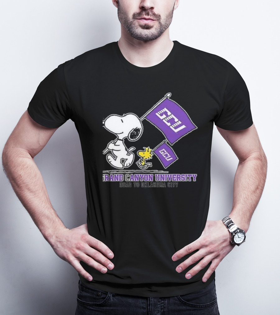 Snoopy GCU Road To Oklahoma City Grand Canyon University Peanuts Woodstock T-Shirt