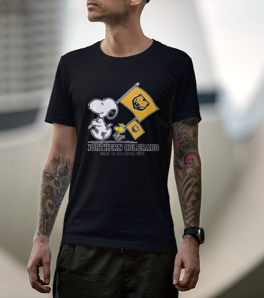 Snoopy Northern Colorado Bears Road To Oklahoma City Flags T-Shirt