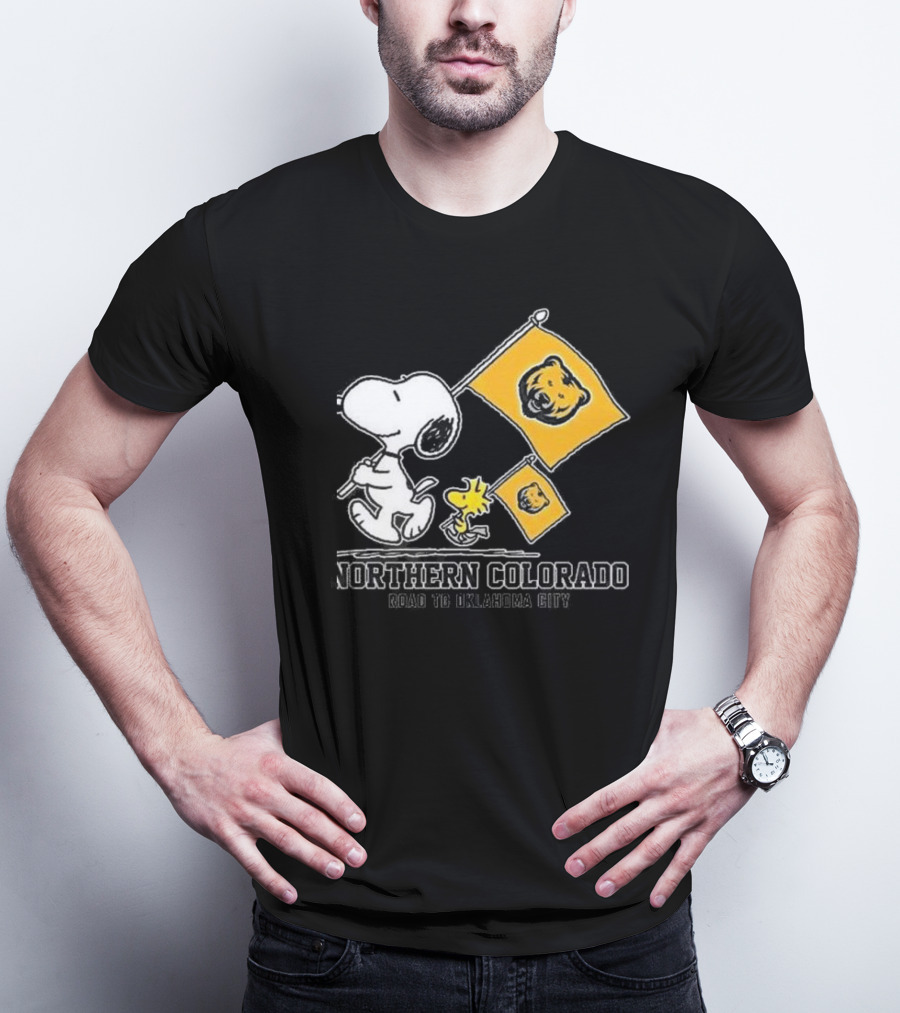 Snoopy Northern Colorado Bears Road To Oklahoma City Flags T-Shirt