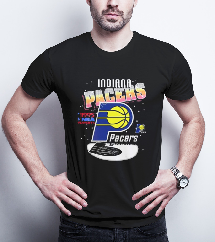 Indiana Pacers 1995 NBA Playoffs Retro Logo And Stars T-Shirt