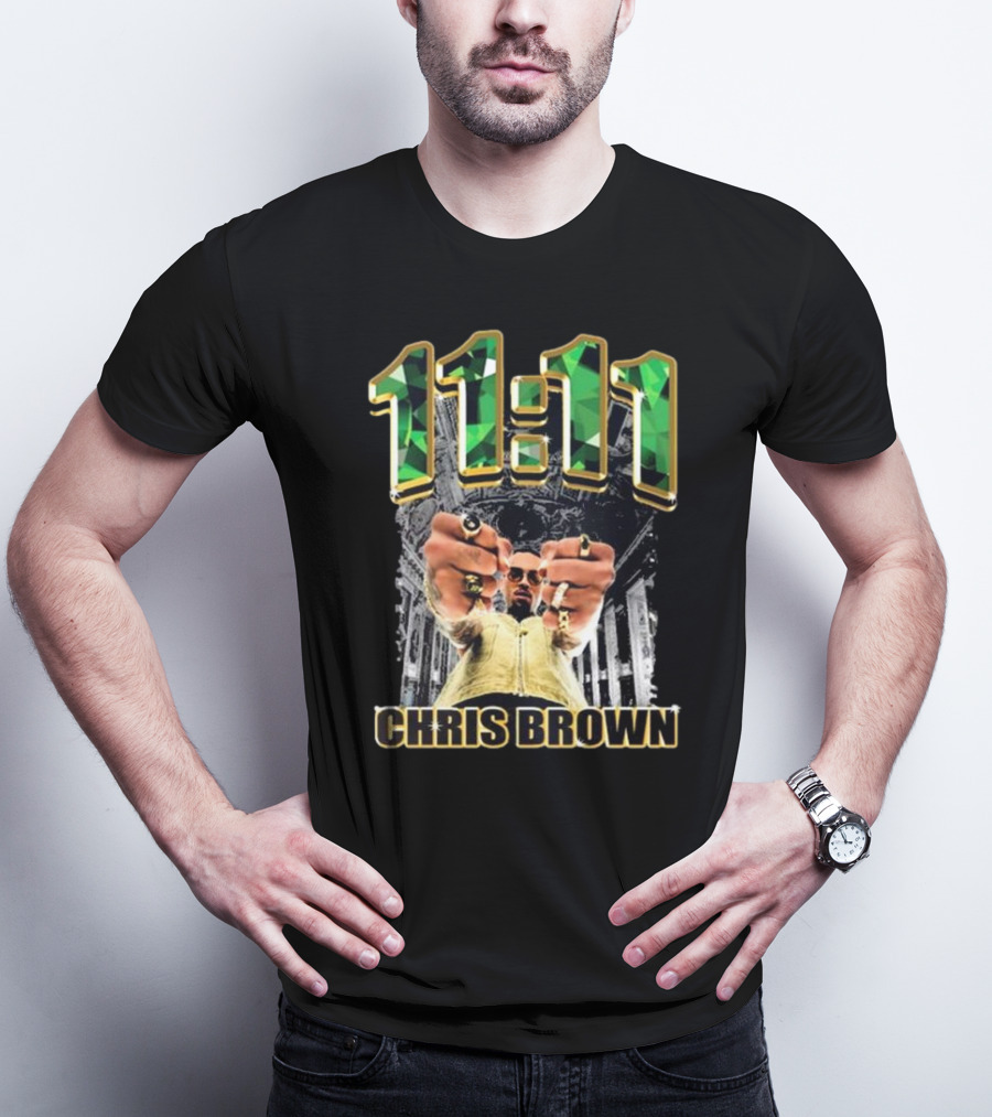 Chris Brown 11 11 Emerald Rings Black And White Architectural Background T-Shirt