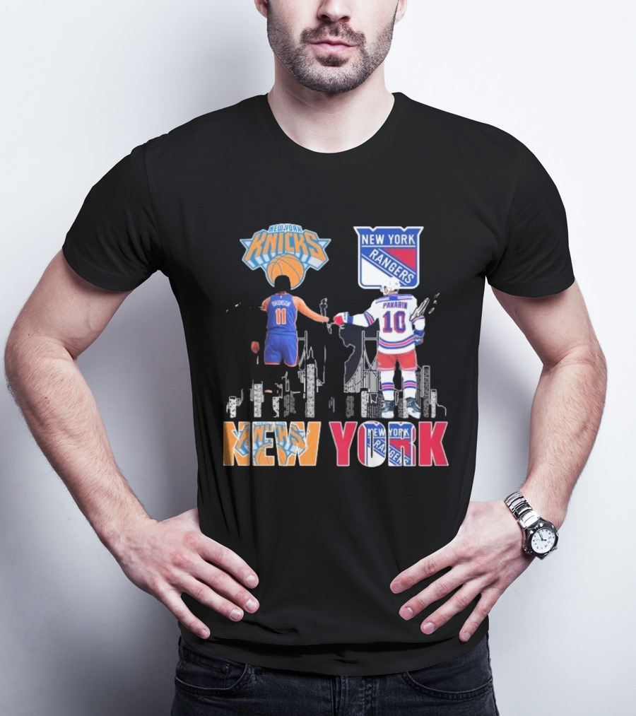 New York Knicks Jalen Brunson Rangers Artemi Panarin Legends Signatures T-Shirt