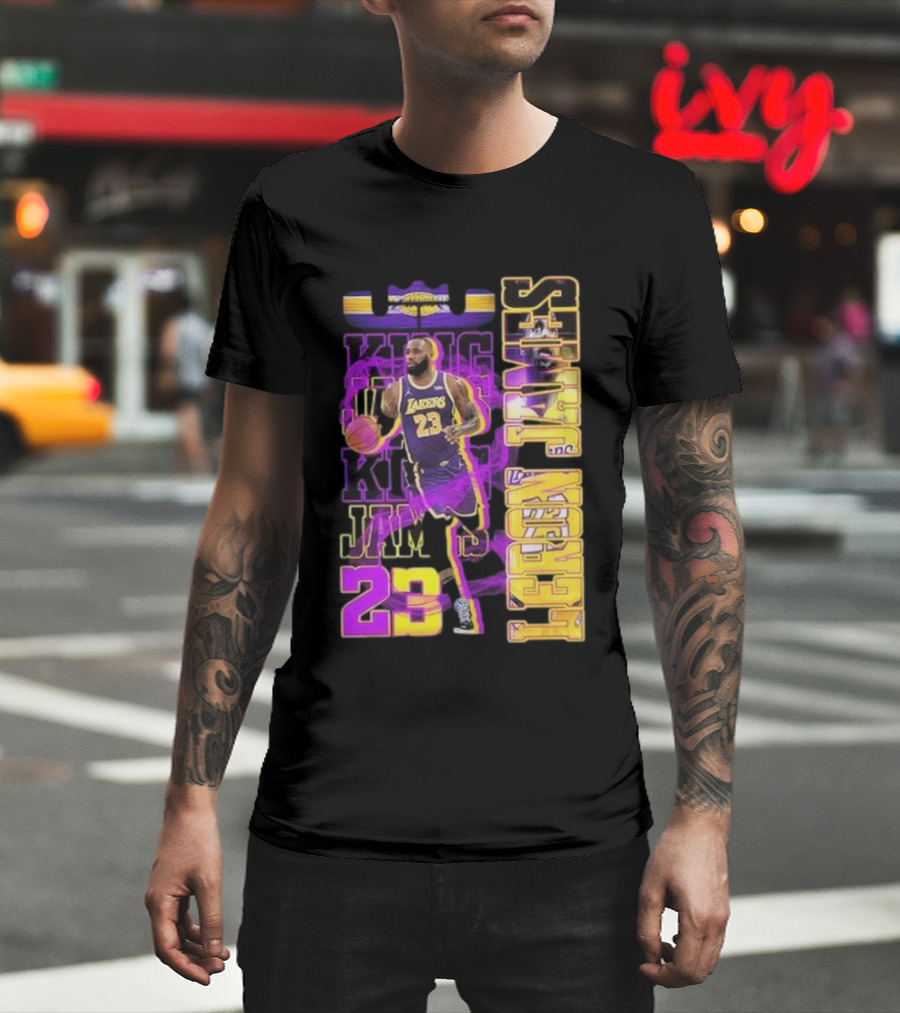 King LeBron James No. 23 Los Angeles Lakers True King Fan T-Shirt