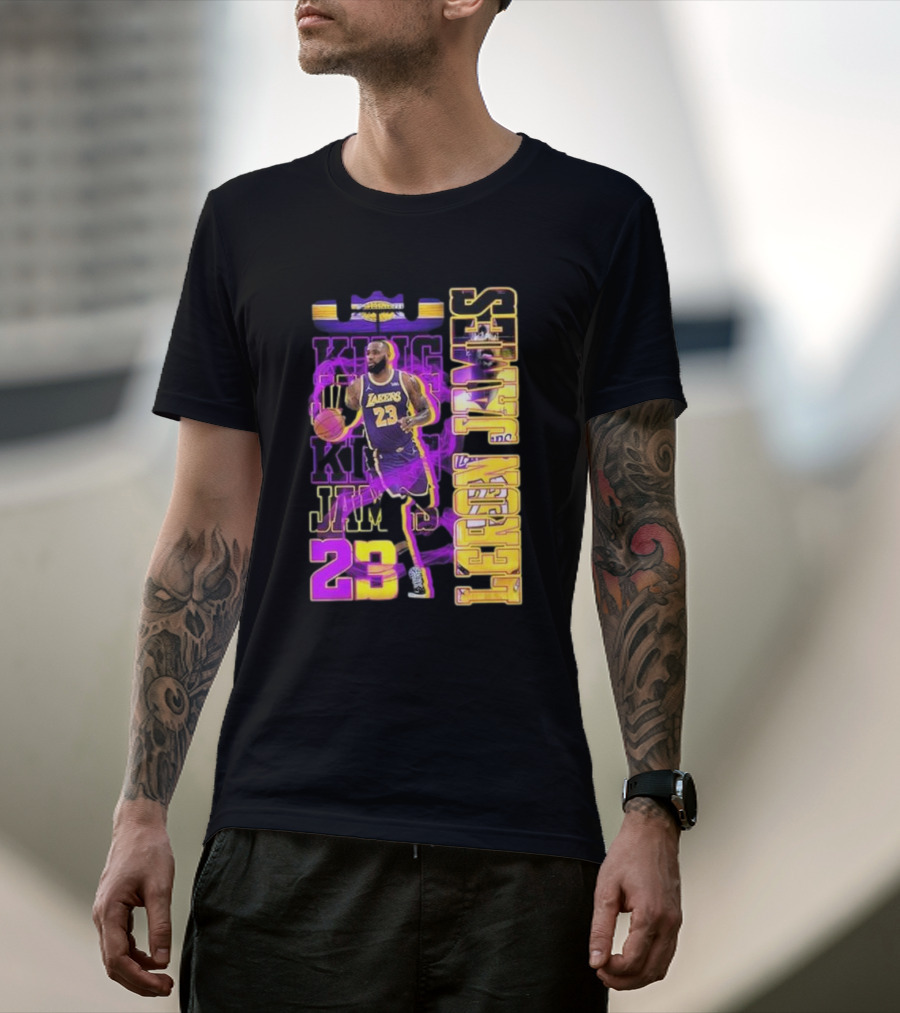 King LeBron James No. 23 Los Angeles Lakers True King Fan T-Shirt