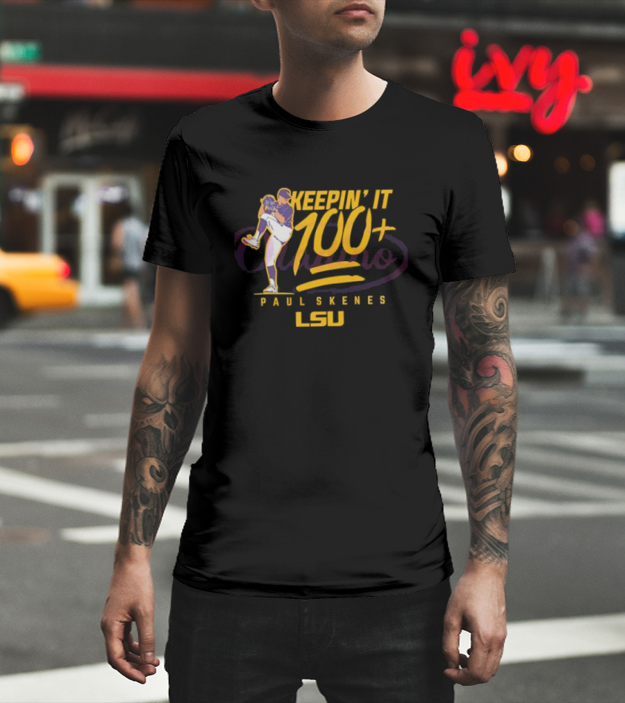 LSU Baseball Paul Skenes Keepin It 100+ T-Shirt