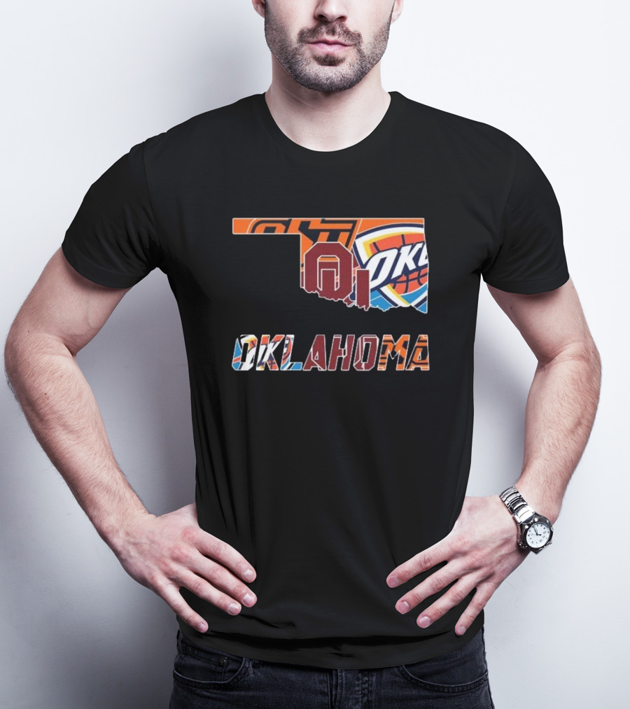 Oklahoma Sooners Oklahoma State Cowboys Oklahoma City Thunder Logos T-Shirt
