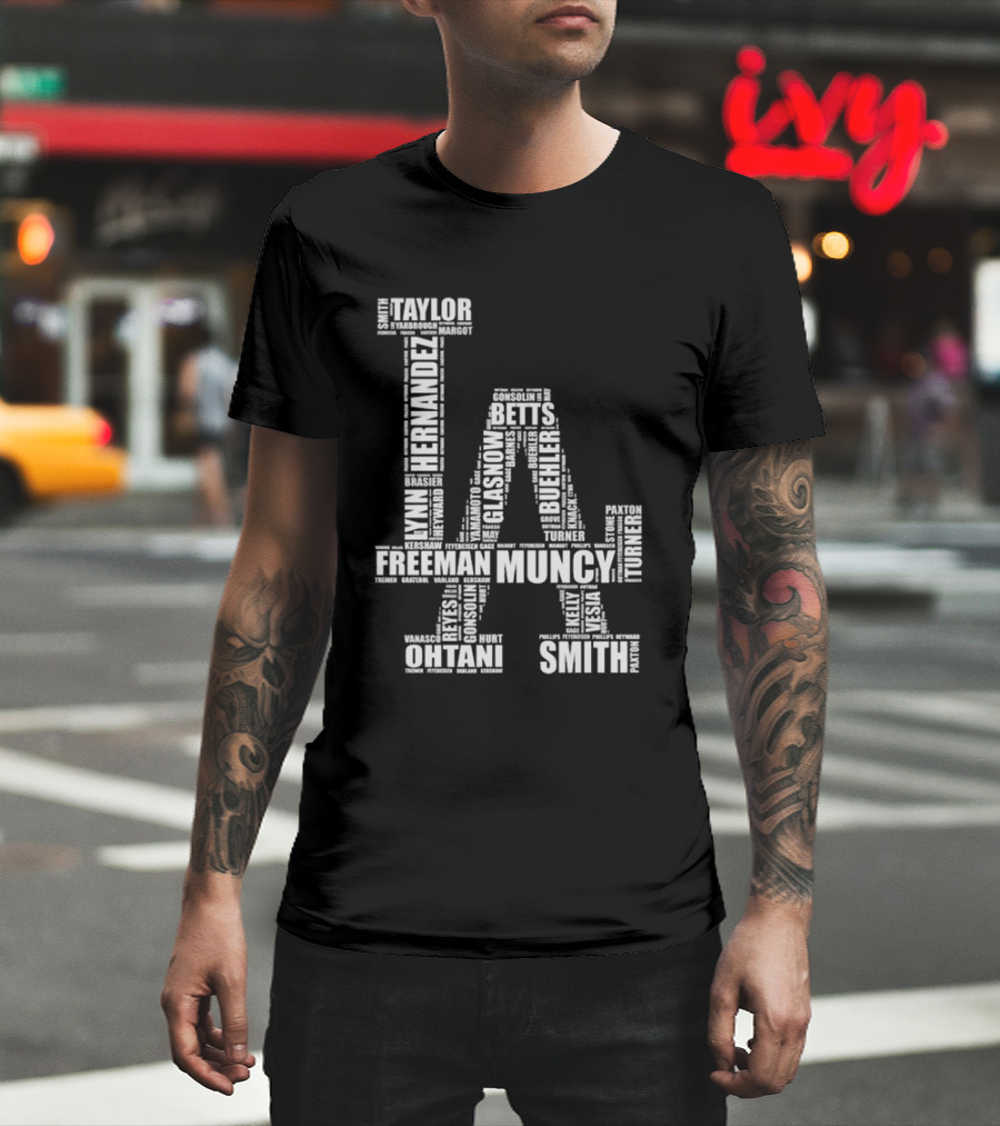 Los Angeles Dodgers LA Player Names Hernandez Betts Muncy Ohtani Smith T-Shirt