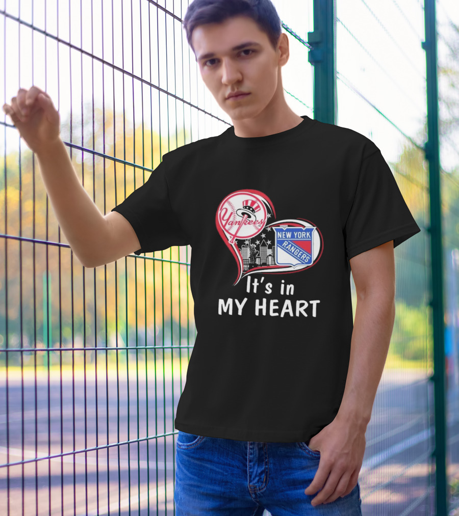 New York Yankees New York Rangers It’s In My Heart Skyline T-Shirt