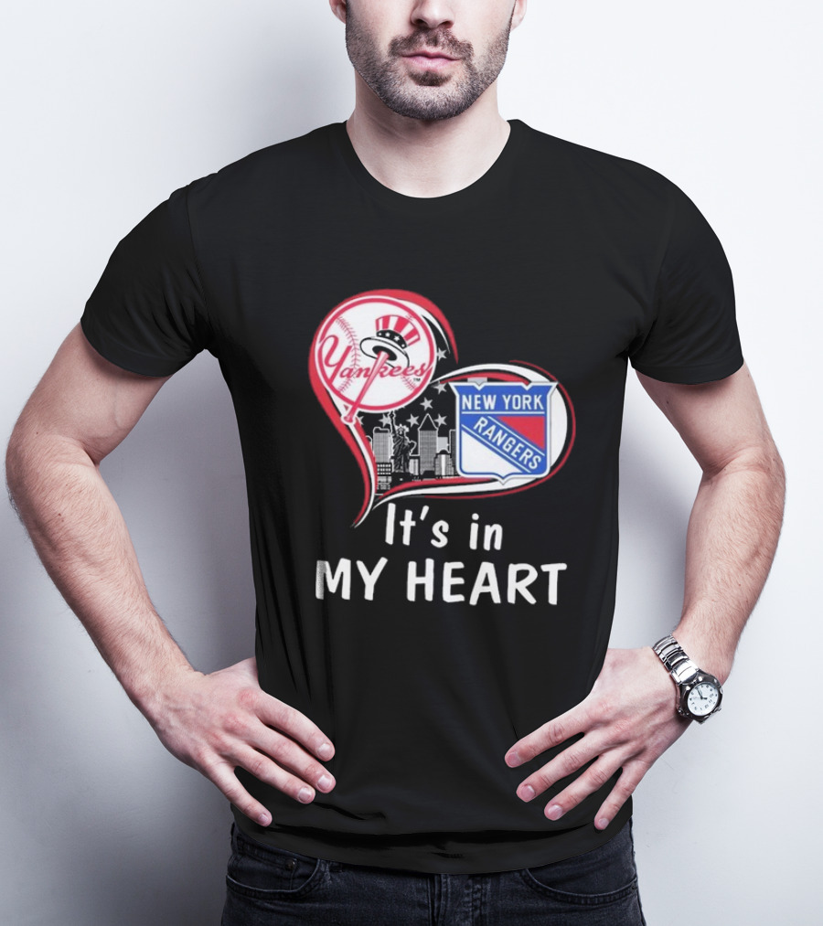 New York Yankees New York Rangers It’s In My Heart Skyline T-Shirt