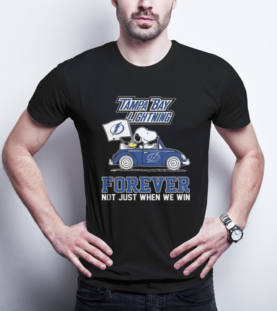 Tampa Bay Lightning Snoopy And Woodstock Driving Forever Not Just When We Win T-Shirt