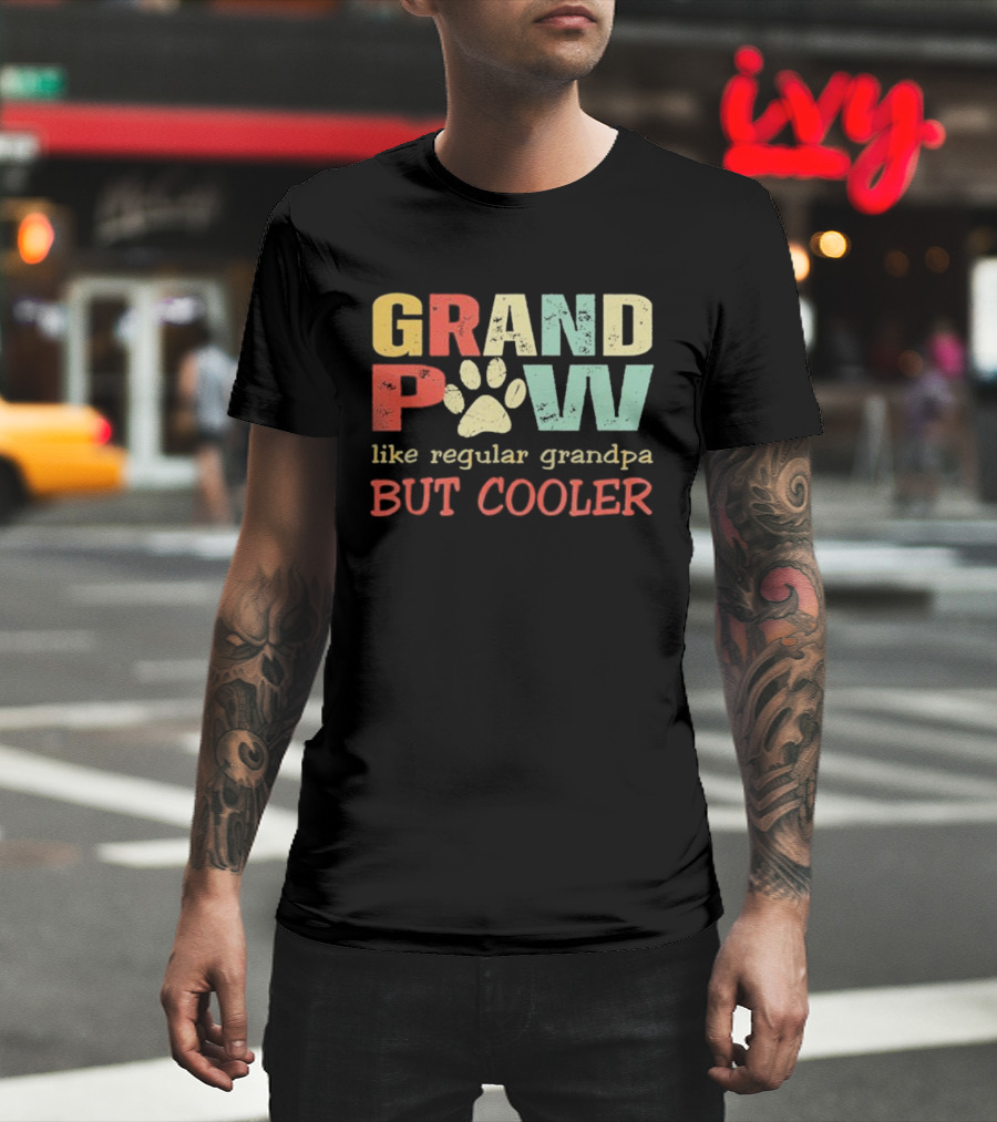 Grandpaw Like Regular Grandpa But Cooler Paw Print Father's Day T-Shirt