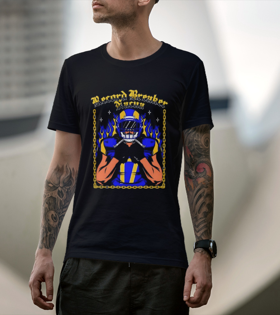 Record Breaker Nacua Football Flame And Chain T-Shirt