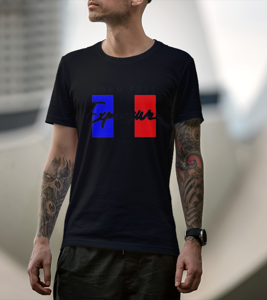 Born Free But Now I'm Expensive Red And Blue Blocks T-Shirt