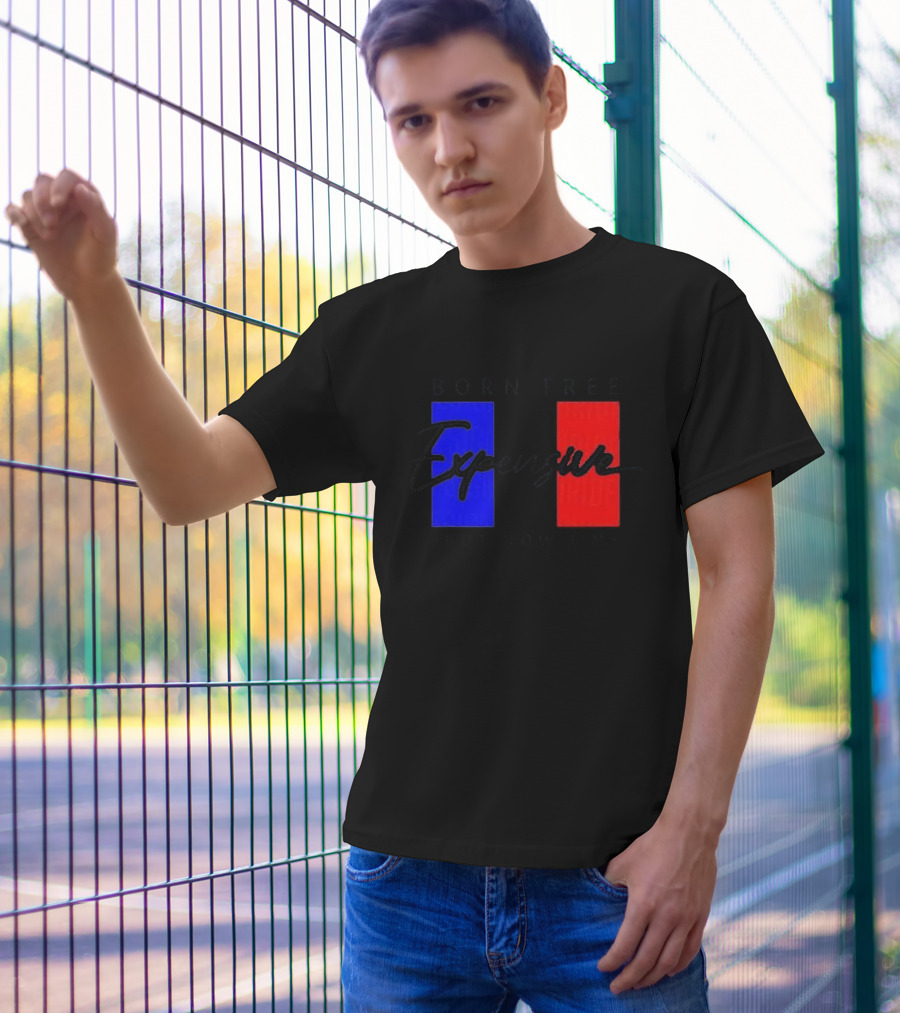 Born Free But Now I'm Expensive Red And Blue Blocks T-Shirt
