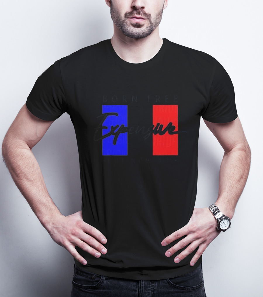 Born Free But Now I'm Expensive Red And Blue Blocks T-Shirt