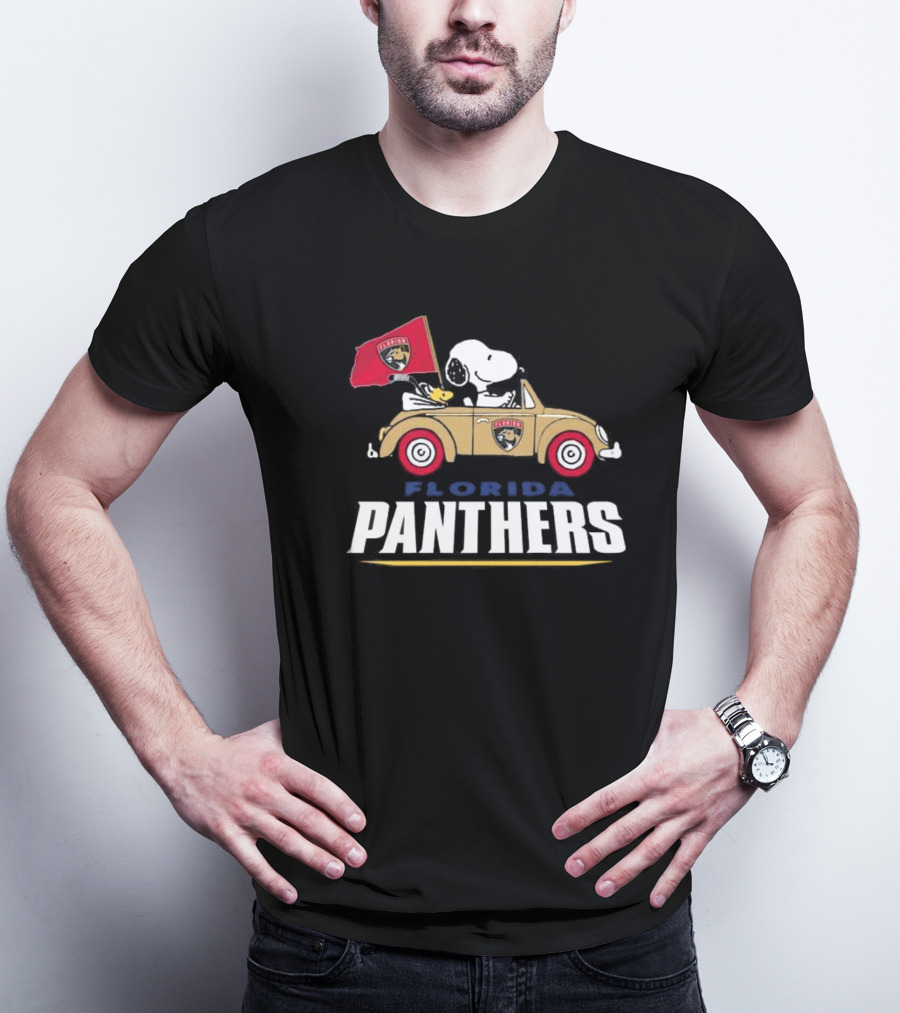 Florida Panthers Hockey Snoopy Driving Classic Car Fan T-Shirt