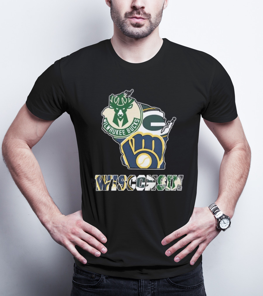 Milwaukee Bucks Green Bay Packers Milwaukee Brewers Wisconsin Team T-Shirt