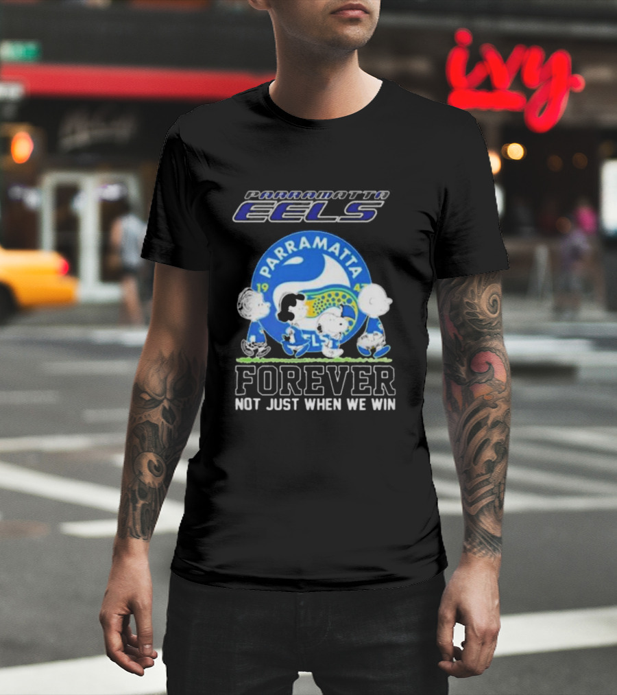 Parramatta Eels Peanuts Characters Walking Forever Not Just When We Win T-Shirt