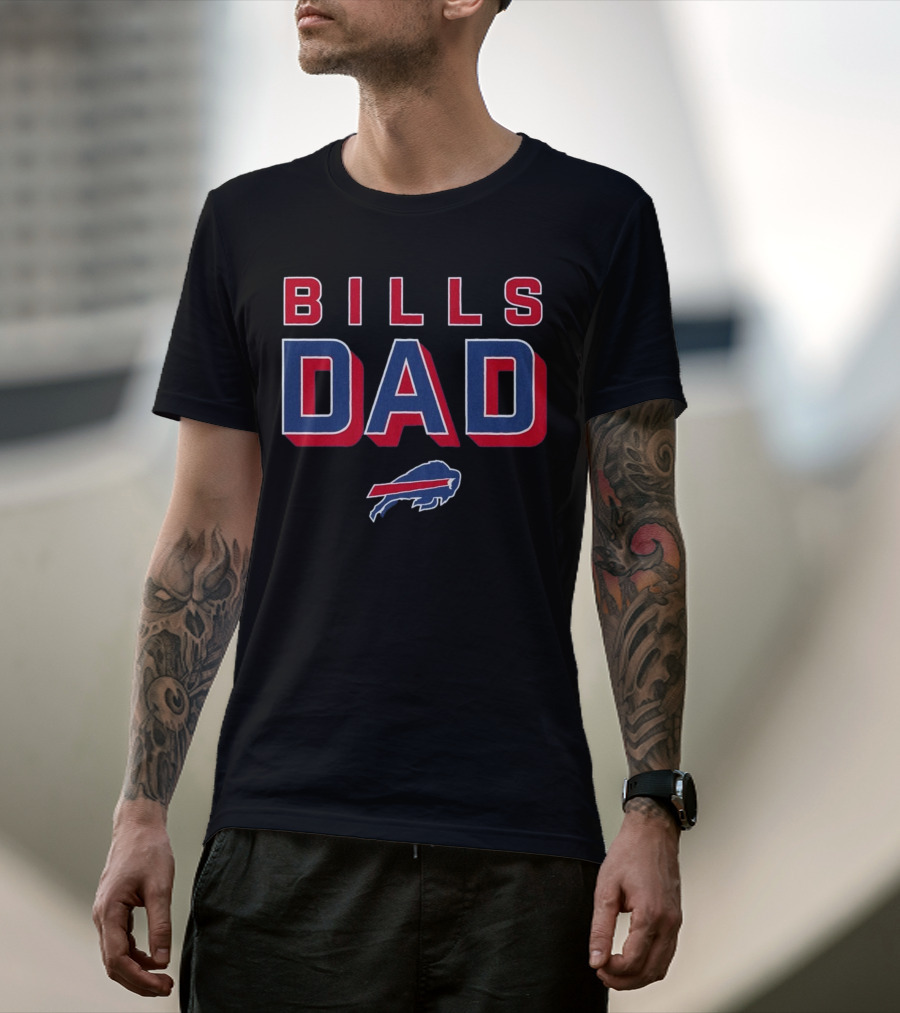 Buffalo Bills Dad Red Blue Bold Lettering T-Shirt