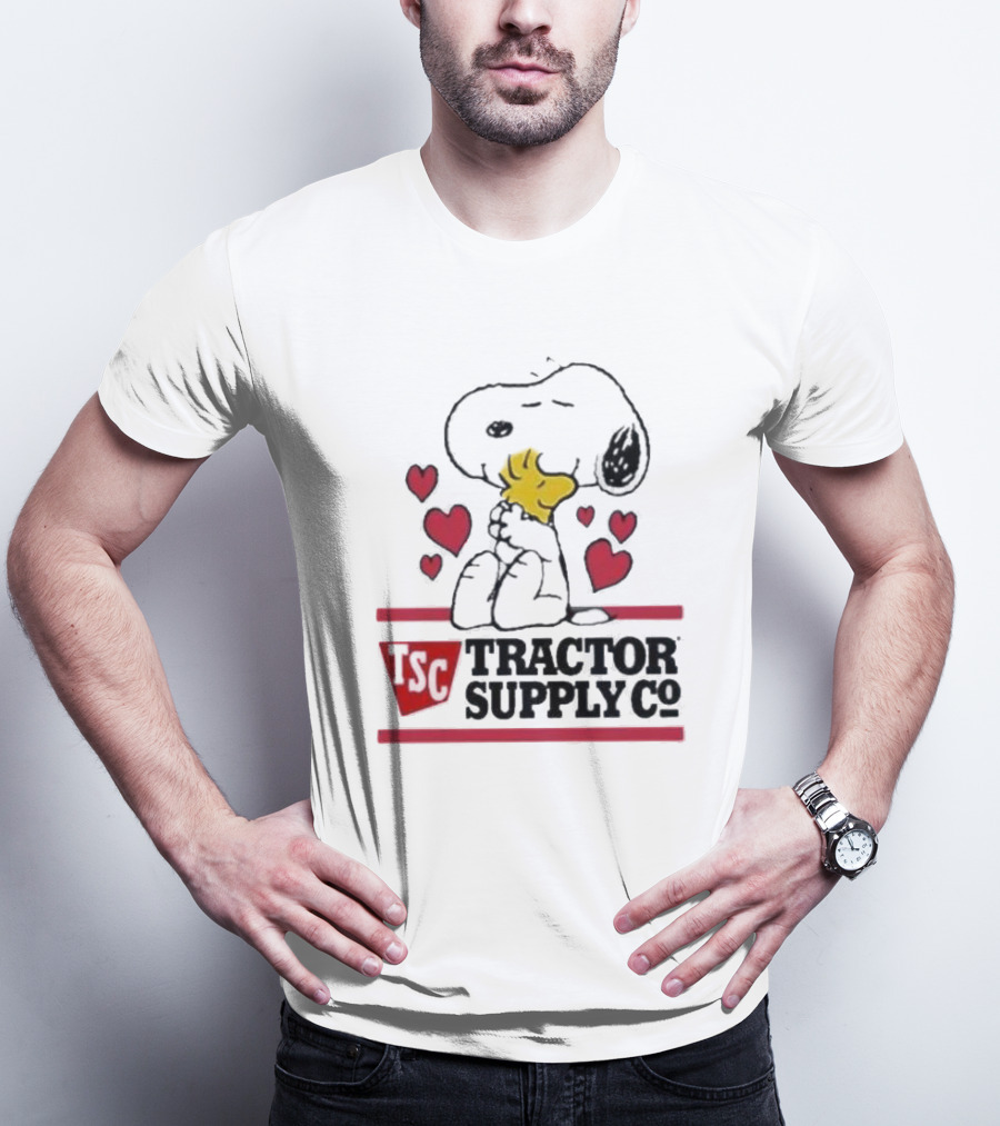 Snoopy Woodstock Hearts Tractor Supply Co Logo With TSC Emblem T-Shirt