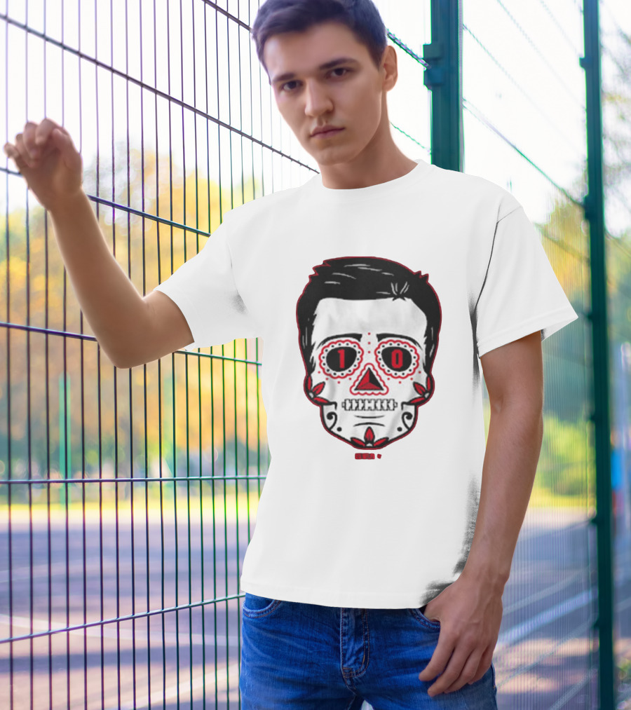 Drake Maye Sugar Skull Football Themed T-Shirt
