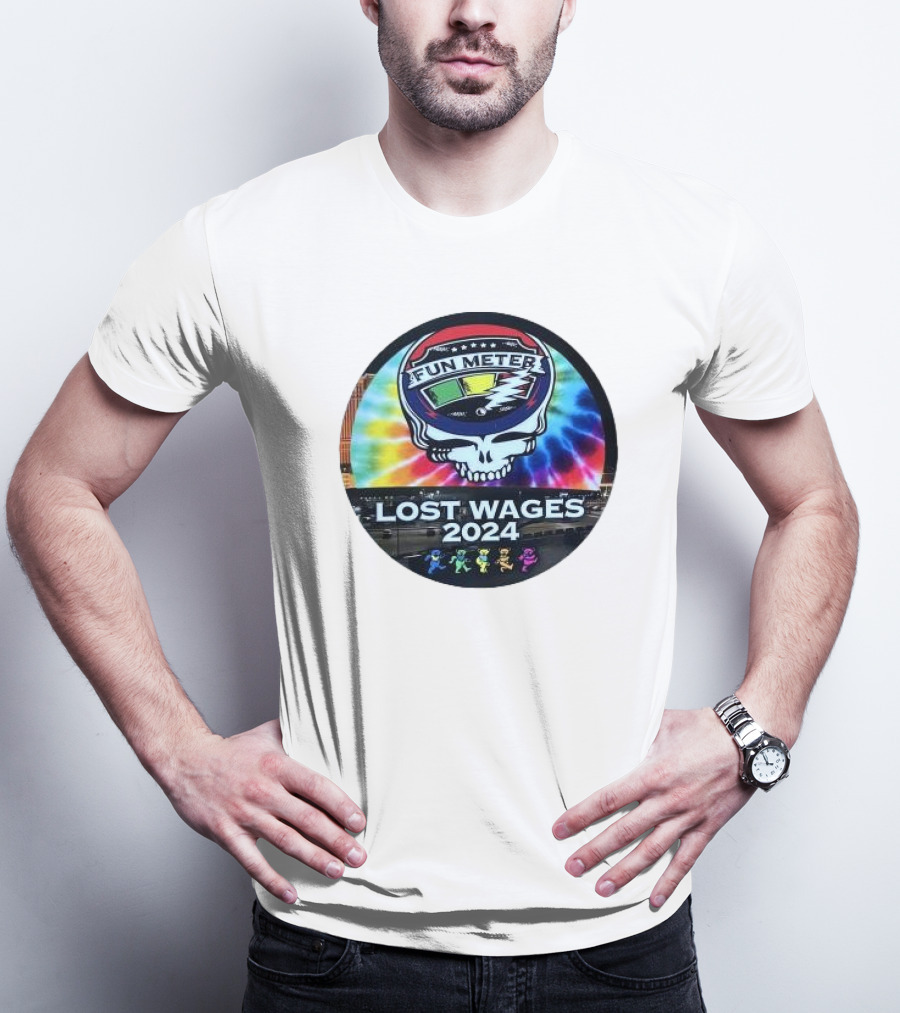Grateful Dead Tie-Dye Fun Meter Skull Lost Wages T-Shirt