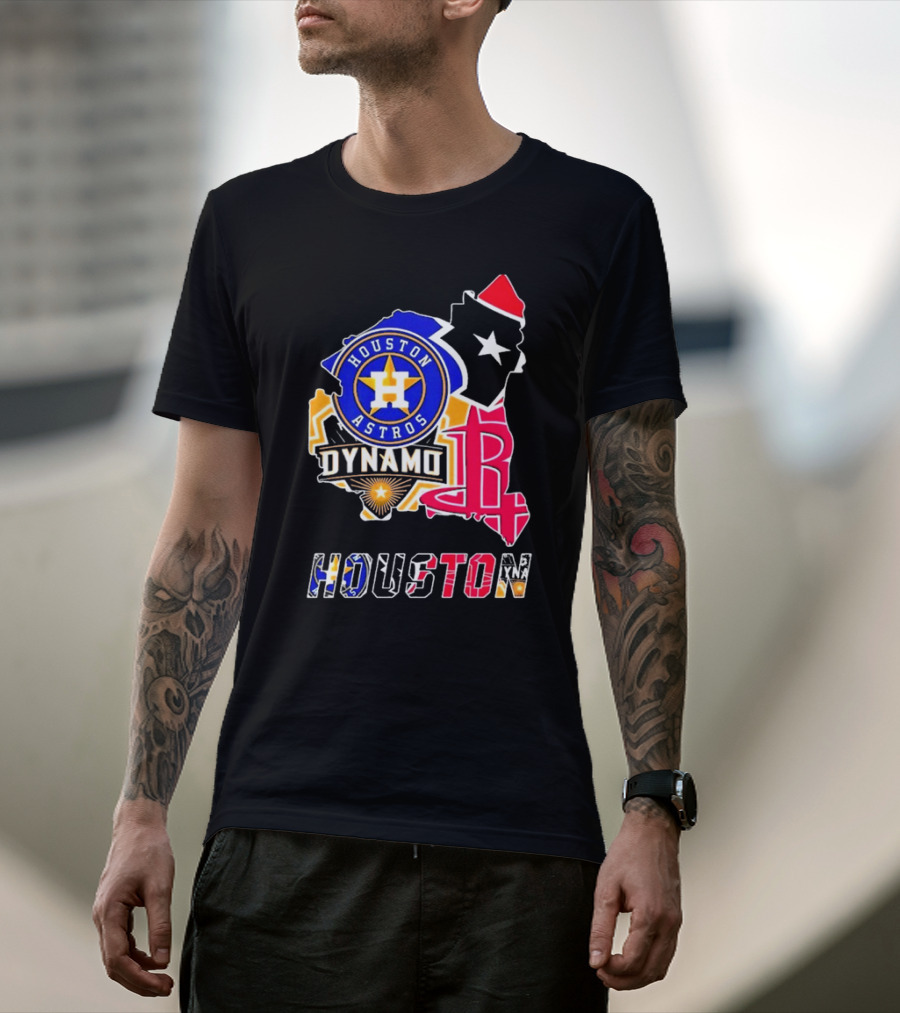 Houston Astros Dynamo Rockets Texas Map Sports Team T-Shirt