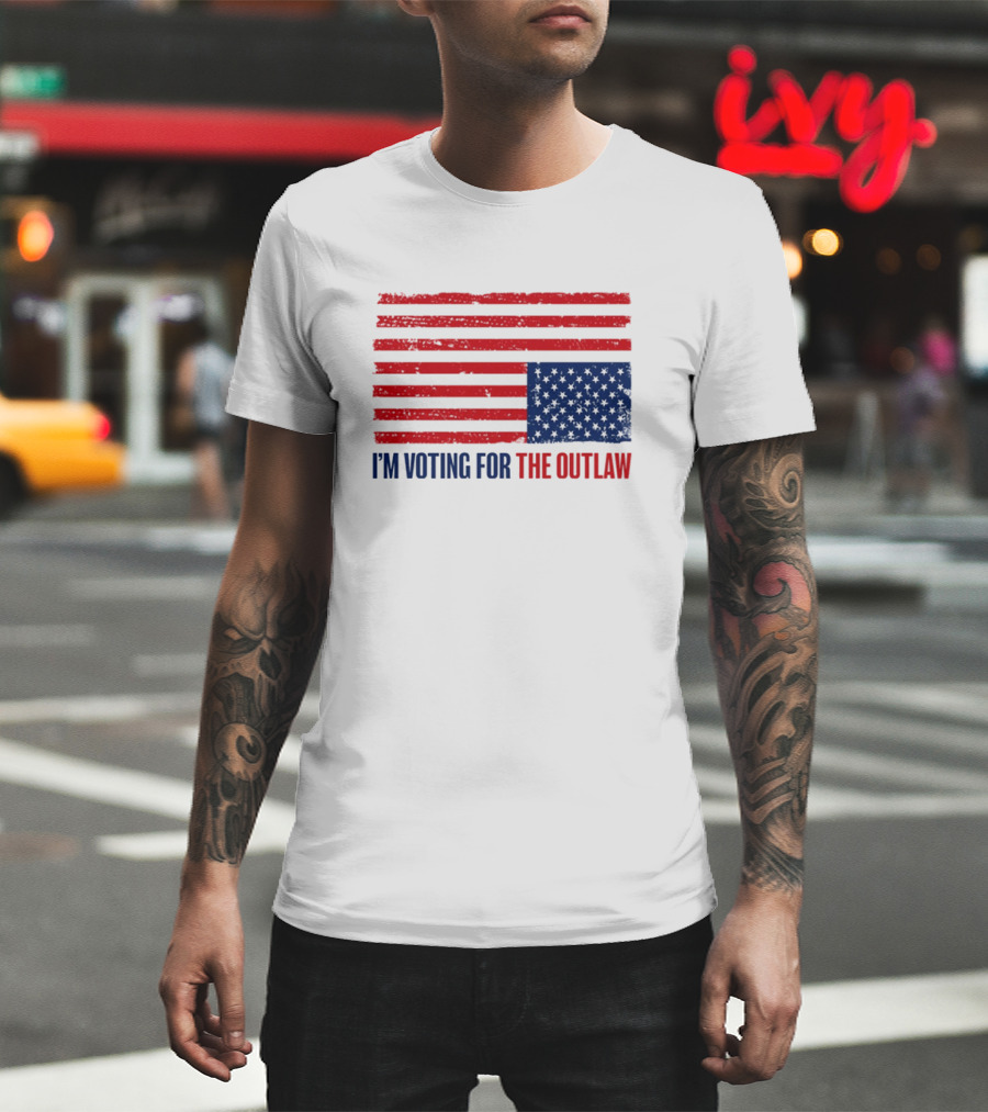 I’m Voting For The Outlaw Distressed American Flag T-Shirt