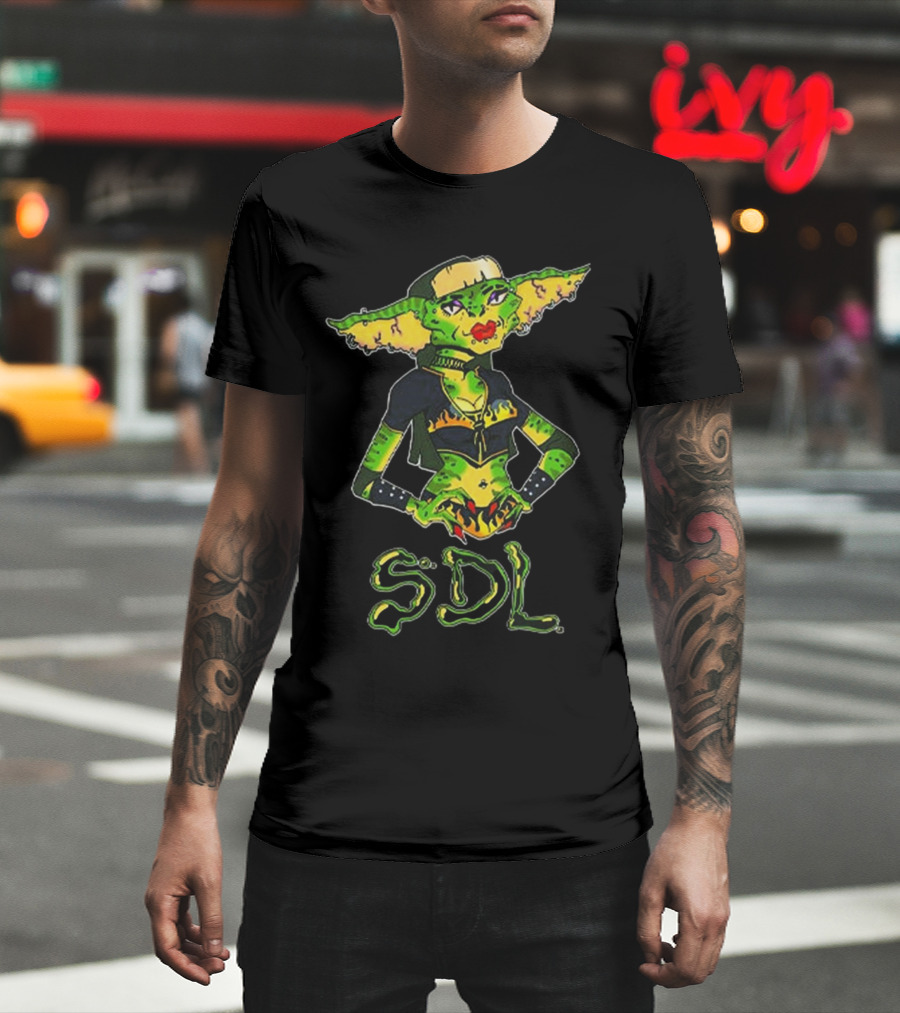Steph De Lander SDL Gremlin Character In Punk T-Shirt