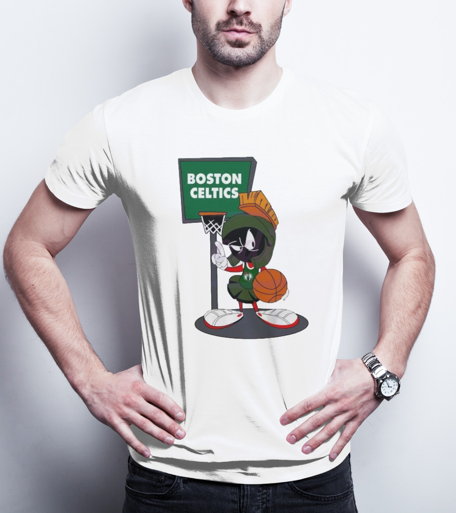 Boston Celtics Looney Tunes Marvin The Martian Basketball Hoop T-Shirt
