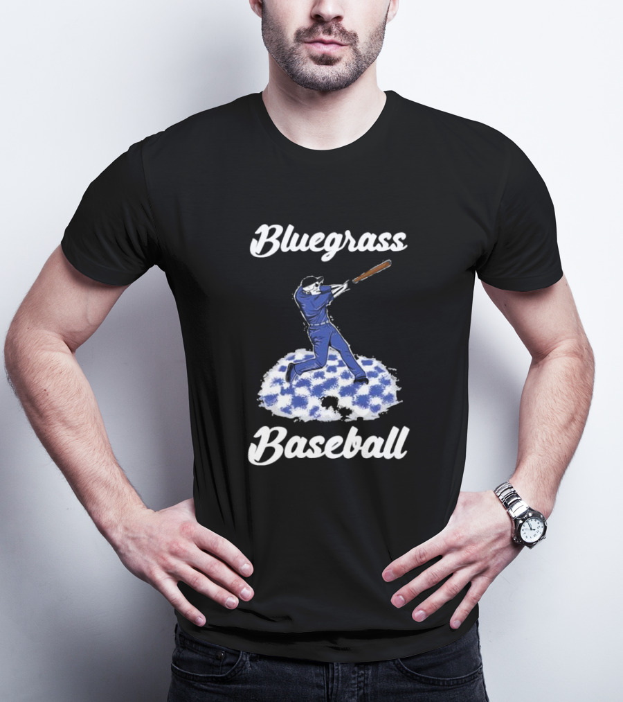 Bluegrass Baseball Batter With Blue And White Checkerboard Field T-Shirt