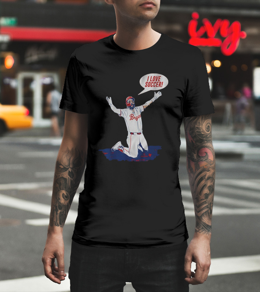 Bryce Harper I Love Soccer Celebration Player Kneeling On Ground T-Shirt