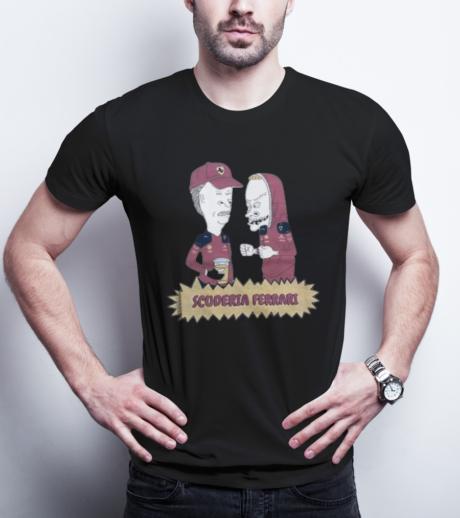 Scuderia Ferrari Beavis And Butthead Enzo Ferrari Racing Team Characters Collaboration T-Shirt