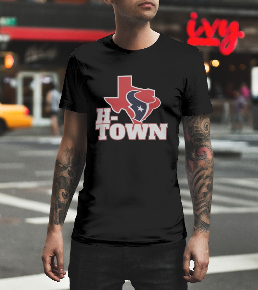 Houston Texans H-Town Texas Outline T-Shirt