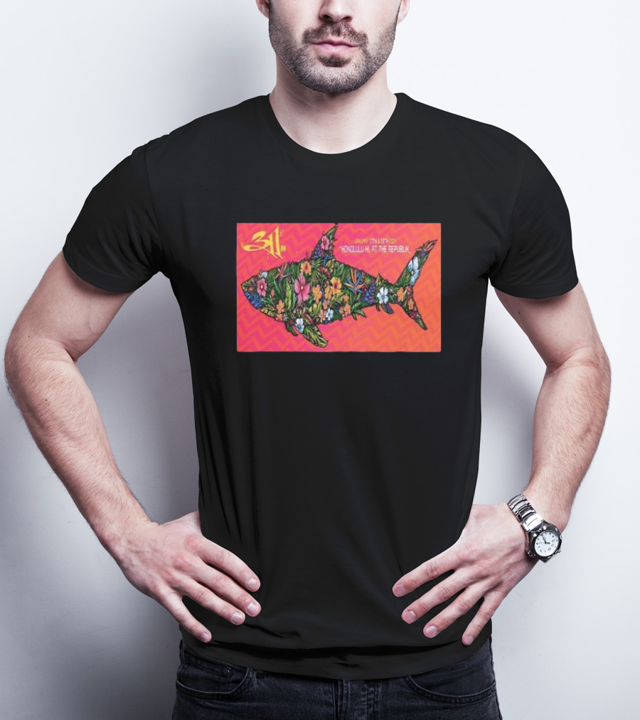 311 January 17-18 Honolulu HI The Republik Floral Shark T-Shirt