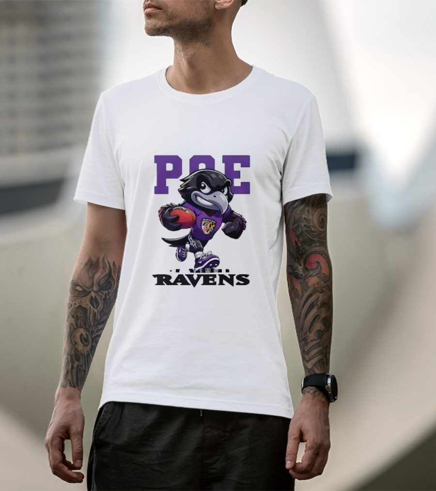 Poe Baltimore Ravens Mascot Football Character T-Shirt