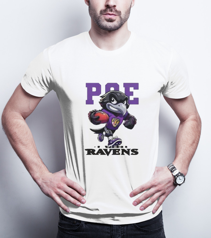 Poe Baltimore Ravens Mascot Football Character T-Shirt